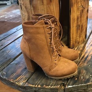 Shoes | Tan Platform Combat Bootie | Poshmark